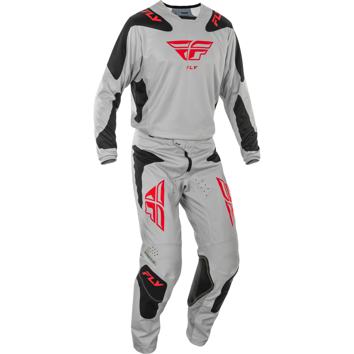 2025 Fly Racing Adult Kinetic Sym Light Grey/Red/Black Gear Combo ...