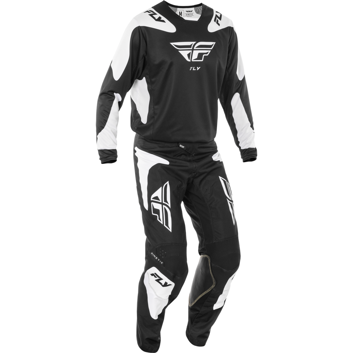 2025 Fly Racing Adult Kinetic Sym Black/White Gear Combo — BentLever.com
