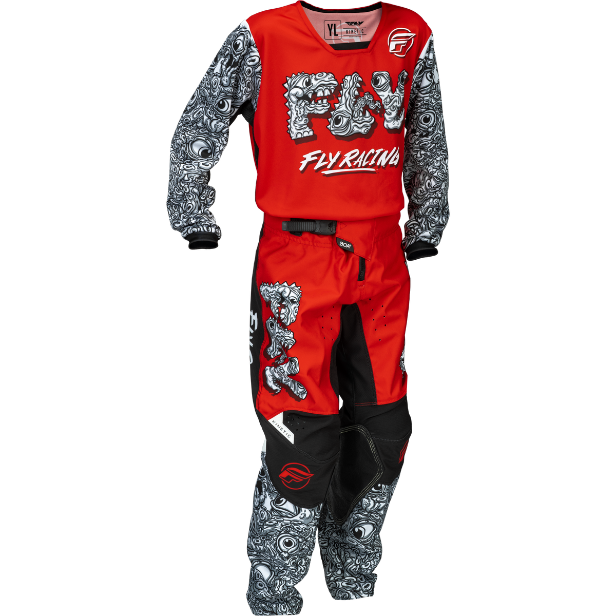 2026 FLY Racing Youth Kinetic Mutant Gear Combo - Red/White/Black ...