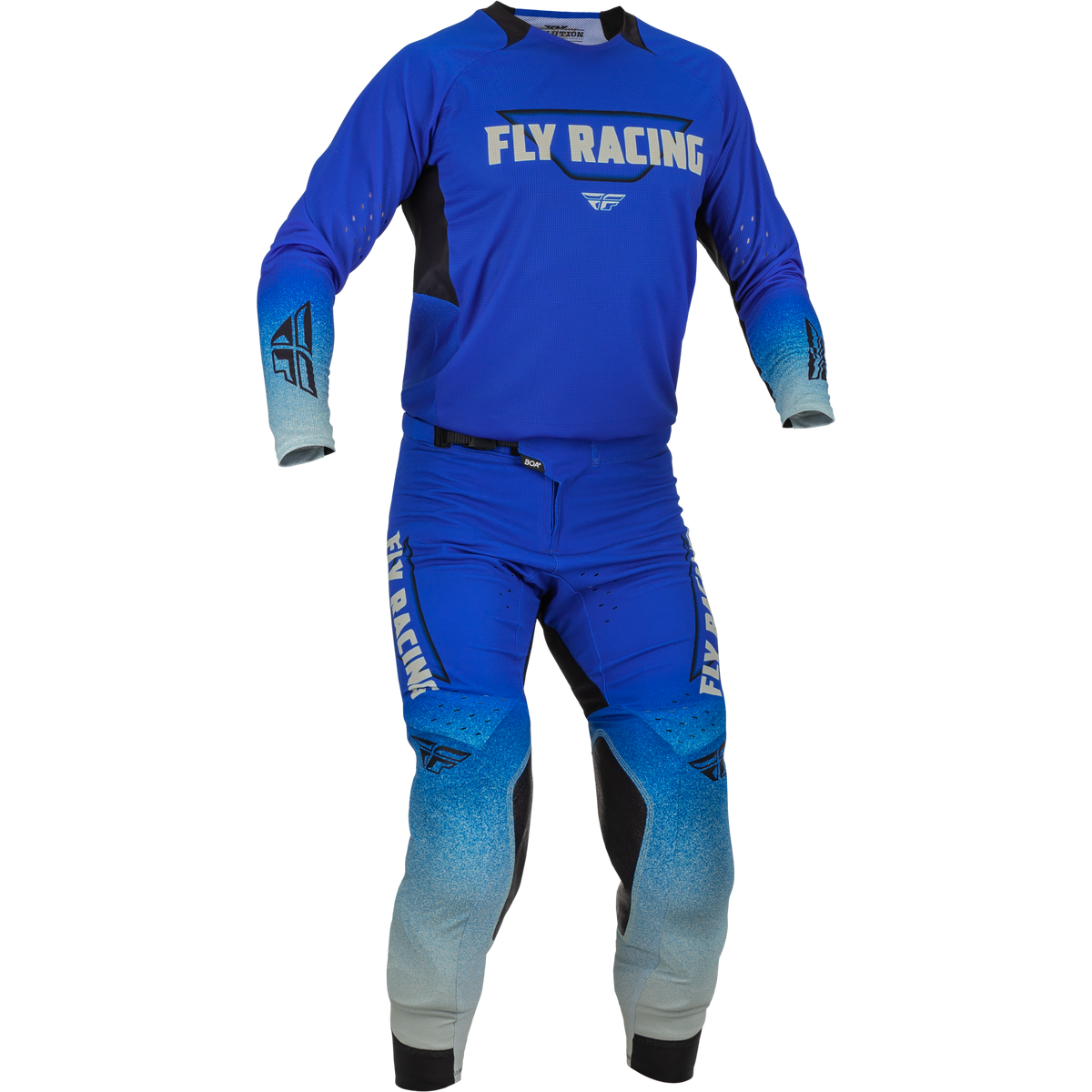 2023 Fly Racing EVO Blue/Grey Gear Set | Premium MX Combo | Bent Lever — BentLever.com